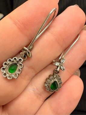 Jewelry | Emerald Teardrop Drop Earrings With Crystal Halo | Poshmark